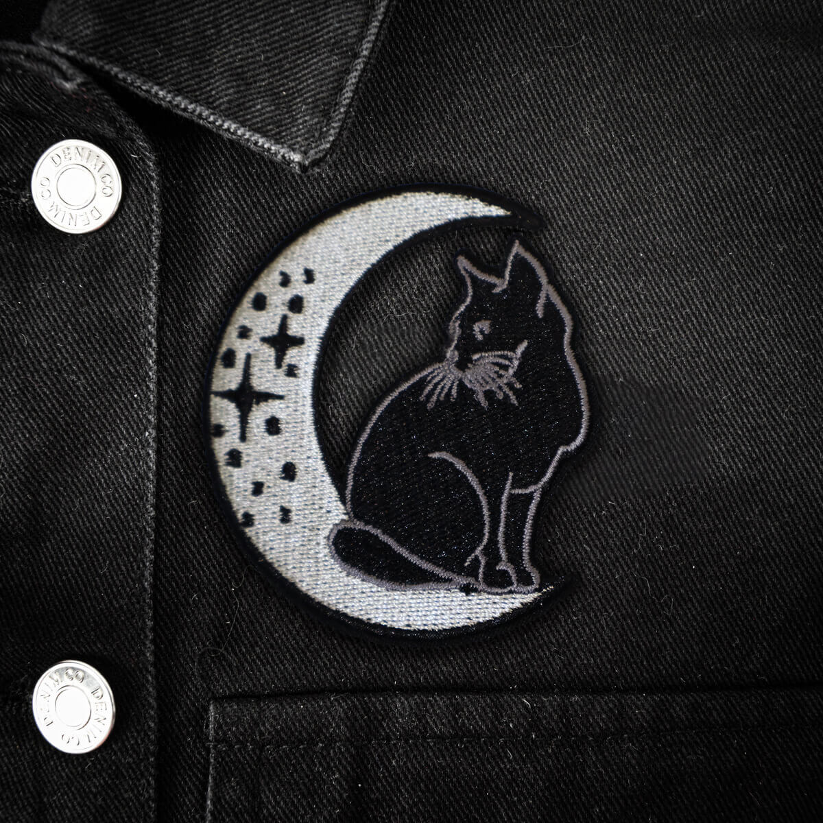 Cat on Moon Patch ⛧ Occult Patches & Pins